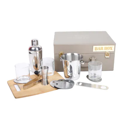 Bar box Premium Travel Cocktail mini bar set 13 Piece (Vintage Beige ...