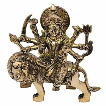 GURU JEE Handmade Brass Durga Maa Statue Sherawali Ma Murti MATA Rani Idol for Puja Mandir ...