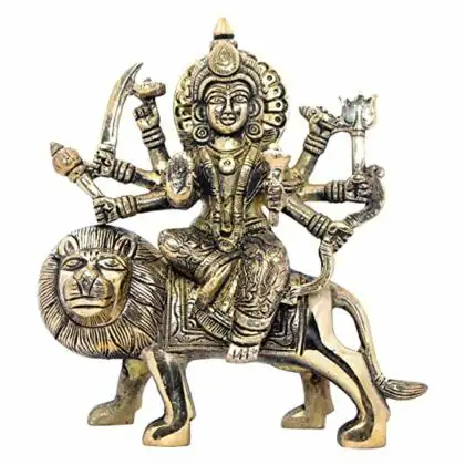 GURU JEE Handmade Brass Durga Maa Statue Sherawali Ma Murti MATA Rani Idol for Puja Mandir ...