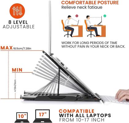 Striff Adjustable Laptop Computer Stand for Tablets, Laptops (Black ...