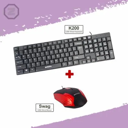 zebion K200 + Swag Wired USB Keyboard & Mouse Combo (Black) - JioMart