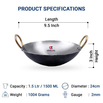Abizona Iron Kadai For Cooking Deep Frying Kadhai Heavy Bottom with ...