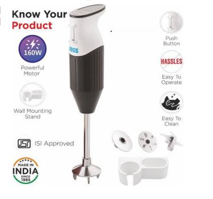 Boss B121 Portable Hand Blender, 160 Watt, 3 blades, Black - JioMart