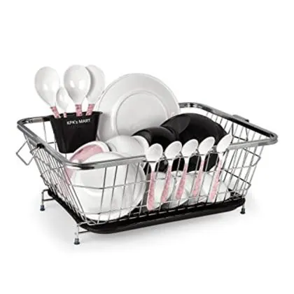 Dish Drainer with Drain Tray Cutlery Stand| for Kitchen Utensils | SS ...