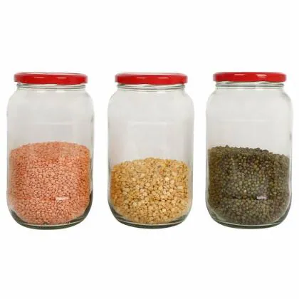 Mkd2 Rise Transparent Glass Jar And Container 1000 ml With Airtight Red ...