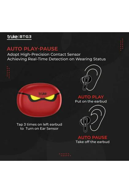 Truke BTG 3 Bluetooth Gaming Wireless Earbuds with Mic (Red) - JioMart