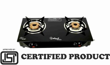 Sigri-wala Dark Black Steel Glass Top MANUAL Ignition Cast Iron 2 ...
