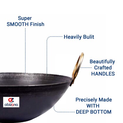 Abizona Iron Kadai For Cooking Deep Frying Kadhai Heavy Bottom Tadka ...