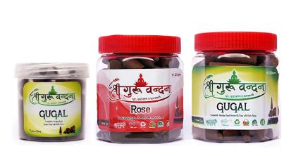 SHREE GURU VANDANA- GUGGUL DHOOP ROUND BOX- ROSE+ GUGGUL DHOOP 40 BIG ...