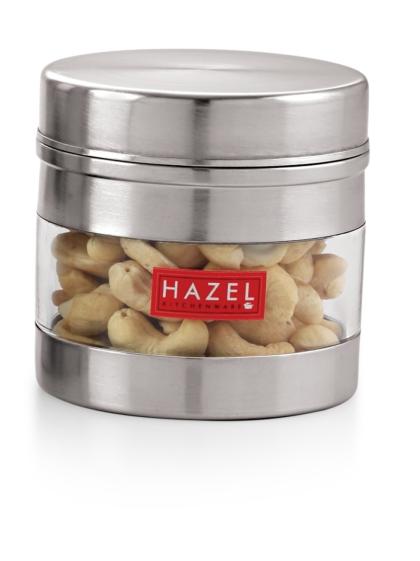 HAZEL Silver Stainless Steel Transparent See Through Container Set of 6 ...