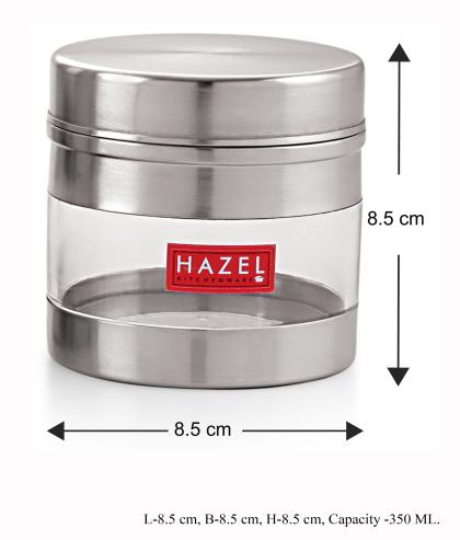 HAZEL Silver Stainless Steel Transparent See Through Container Set of 6 ...