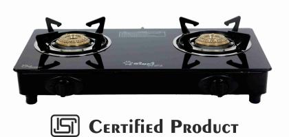 Sigri-wala Black Steel Toughened Glass Auto Ignition Cast Iron 2 Burner ...