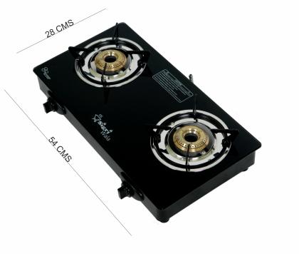 Sigri-wala Black Steel Toughened Glass Auto Ignition Cast Iron 2 Burner ...