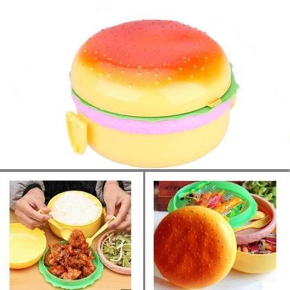 MT HUB Round 2 Containers Burger Shape Lunch Box For Kids 2 Containers ...