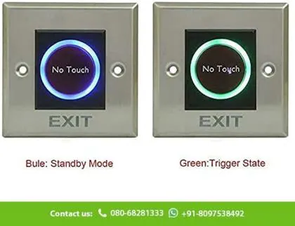 ZKTeco K1-1D No Touch Stainless Steel Door Exit Switch/Touch Free Exit Push Release Button ...