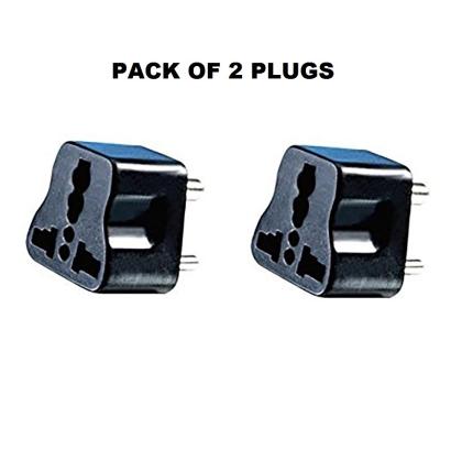 SellnShip Black Plastic 3 Pin Plug Travel Adapter (Set of 2) - JioMart