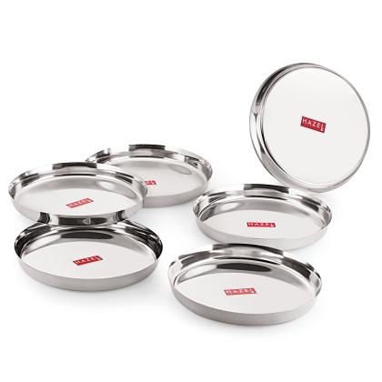 HAZEL Stainless Steel Plates Set | Premium Mirror Finish Thali Set ...