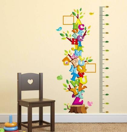Customscart Large Self Adhesive Alphabet Tree with Height Scale Wall ...
