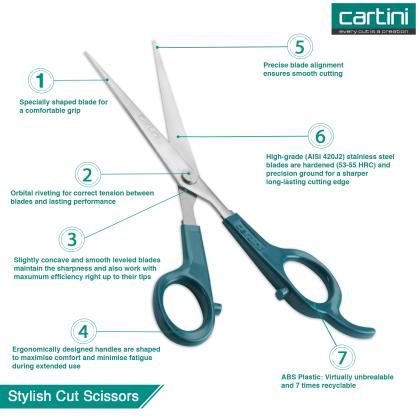 Godrej Cartini Stainless Steel Saloon Scissor 2 pcs (MKT6805) - JioMart
