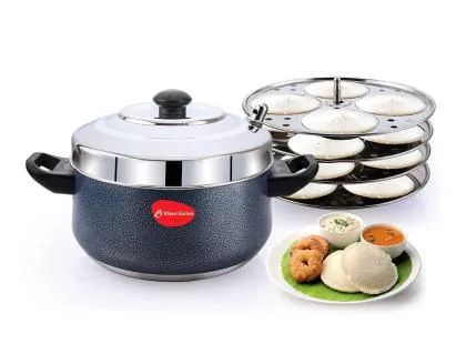 Stainless Steel Curve Idli Cooker, Idly Maker Set with 4 Plates, 16 ...