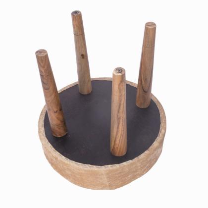 Ikiriya Nayla Solid Wood Stool in Ivory Sparkle Velvet - JioMart