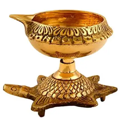 Mkd2 Rise Brass Golden Kachua Kuber Diya for Puja I Tortoise Design ...