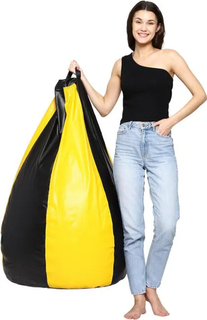 Aarij Mart Black Artificial Leather Teardrop Bean Bag Xl Jiomart