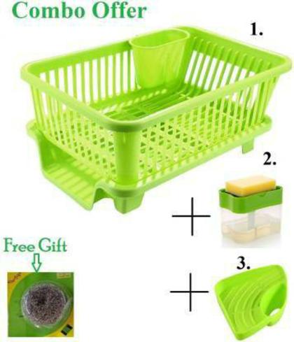 VITALMART Green Dish Drainer Kitchen Rack (Combo of 3) - JioMart