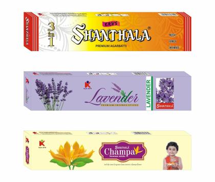 Shanthala Agarbathies Boxes of 6 Lavender, Pineapple, Champa, Diamond ...