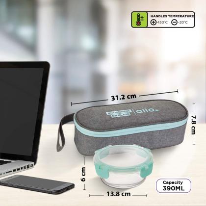 Allo Innoware Glass Lunch Box with Canvas Bag 390 ml (Pack of 2) - JioMart