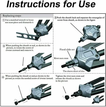 12 Inch Rivet Nut Gun Insert Tool Set with with Mandrels M3 M4 M5 M6 M8 ...