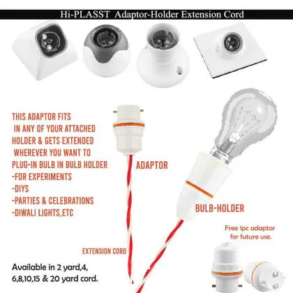Hi-Plasst B 22 Bulb Holder Socket With Flexible Wire And Adaptor Plug ...