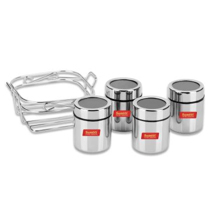 Sumeet 4in1 Stainless Steel + See through Lid Masala Stand / Dry Fruit ...