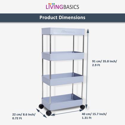 LivingBasics 4 Layer Multipurpose Kitchen Storage Trolley / Rolling ...