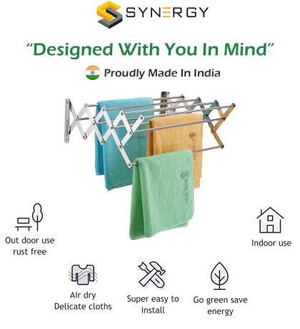 SYNERGY 9 ROD - Heavy Duty Stainless Steel Wall Mounted Cloth Dryer ...