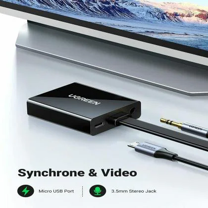 UGREEN 40248 Active HDMI To VGA Adapter Converter With 3.5mm Audio Jack(Black) - JioMart