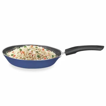 Baltra Blue Aluminum Non-Stick Induction Fry Pan with Glass Lid 22 cm ...
