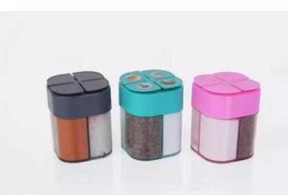 JAIKRIT-4 in 1 Plastic 4 Grid Masala Container/ Salt & Pepers Dispenser ...