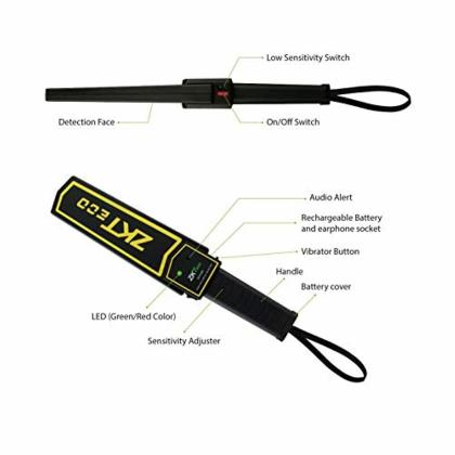 ZKTeco ZK-D100s Hand Metal Detector, Metal Scanning Tool with Indicator ...