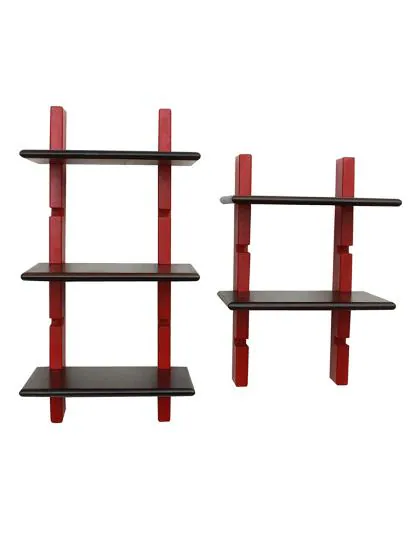 Home Sparkle Red Brown Mango Wood Ladder Shelf 30X20X60 cm - JioMart