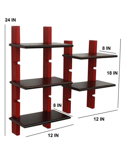 Home Sparkle Red Brown Mango Wood Ladder Shelf 30X20X60 cm - JioMart