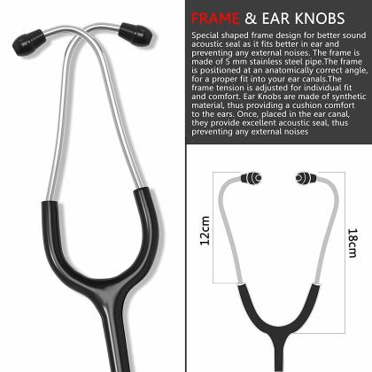 MCP Cardiology Stethoscope for Doctors, Nurses, Medical Students (Black ...