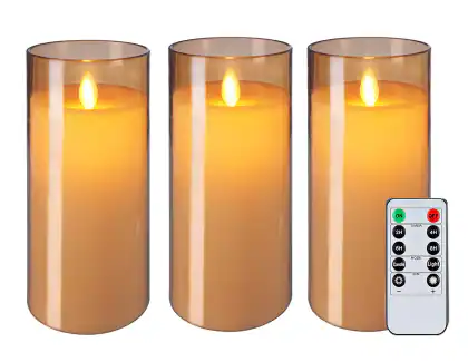 LTETTES Flameless LED Candles AA Battery Powered with Gold Acrylic ...