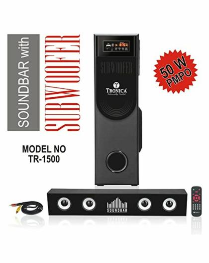 Tronica TR-1500 Deep Bass Sound Bar with Subwoofer 2.1 Channel Home Theatre System with 50W ...