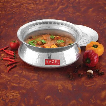 HAZEL Aluminium Hammered Finish Handi With Lid Biryani Rice Cooking Pot ...