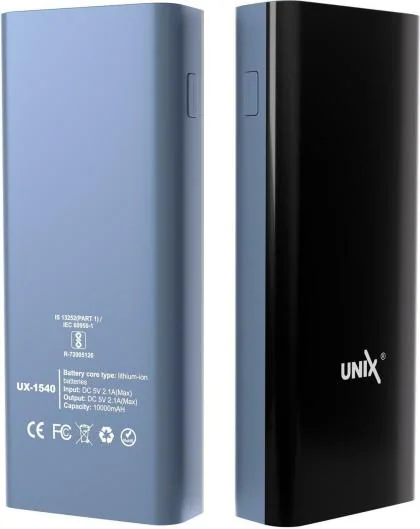 Unix 10000 mAh Power Bank (Fast Charging) (Black, Lithium Polymer ...