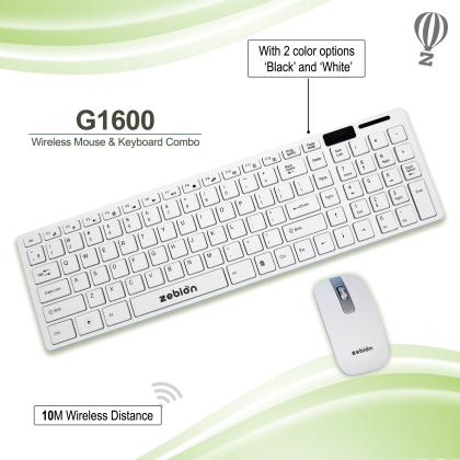ZEBION G1600 Wireless Keyboard Mouse Combo with Nano Receiver, Slim ...