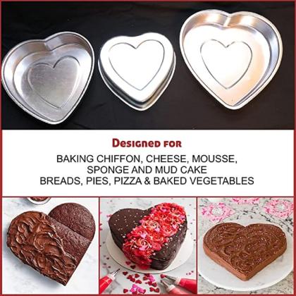 ShopiMoz Cake Baking Mould Aluminium Heart, Dil Shaped Set of 3 - JioMart