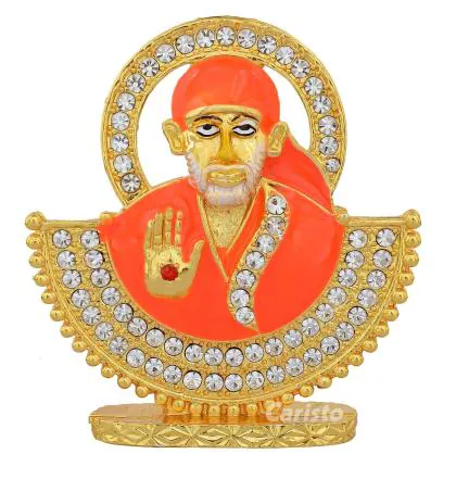 Caristo Shirdi SAI Baba Idol (ID-76) Orange Metal Statue for Car Dashboard | Home Décor | Mandir ...