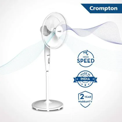 CROMPTON Highspeed Torpedo 400 mm 3 Blade Pedestal Fan (KD White, Pack ...